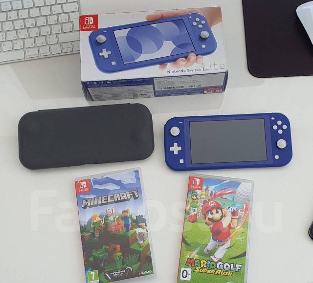 Nintendo Switch Lite Blue 32gb + игры Mario Golf, Minecraft, б/у, в ...
