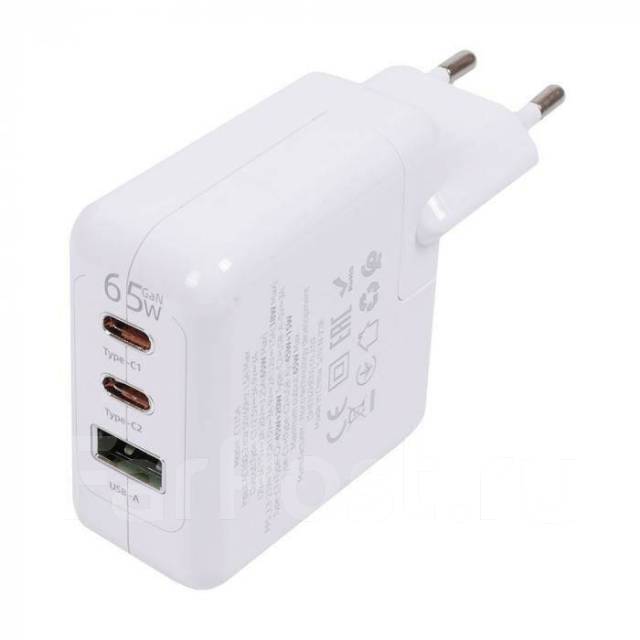 Зарядное устройство HOCO C115A Header PD65W, 1xUSB-A, 2xType-C, адаптер ...