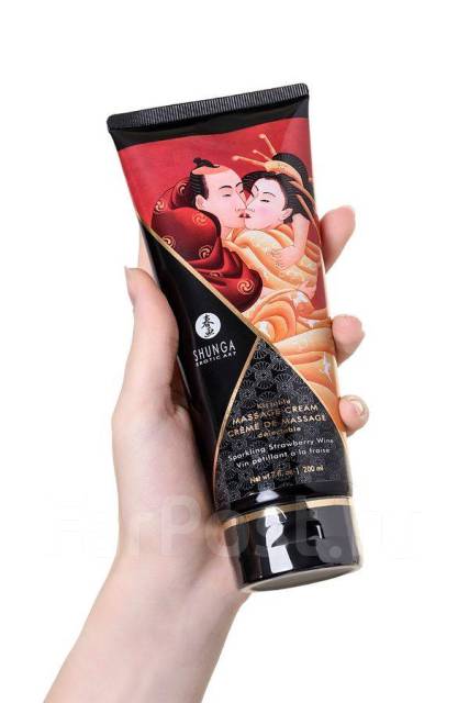 Массажный крем Shunga Sparkling Strawberry Wine, съедобный, 200 мл, в ...
