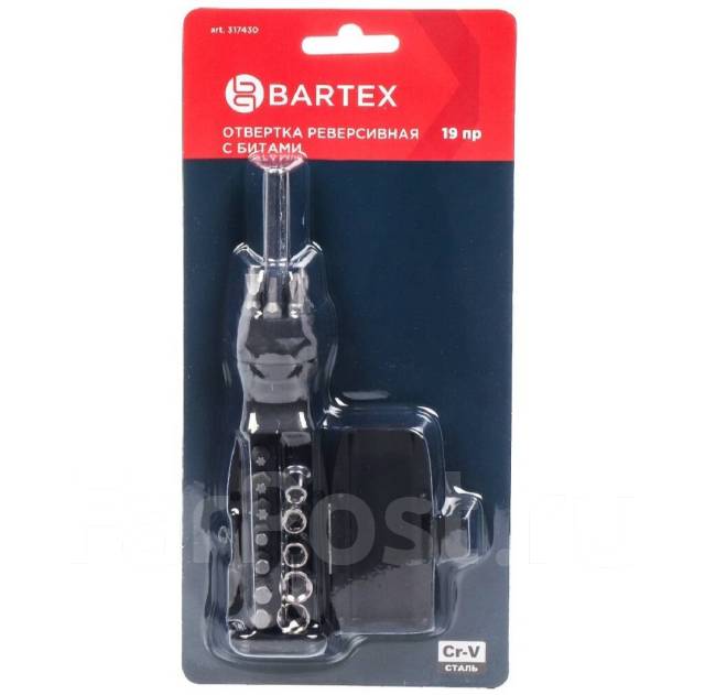 Отвертка реверсивная с битами, 19 предметов, Bartex, CrV сталь, новый, в наличии. Цена: 550₽ во ...
