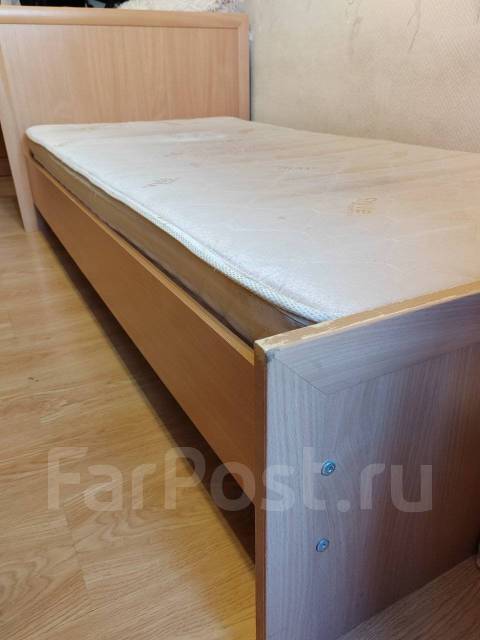 Кровать, односпальная, дсп, матрас в комплекте, бежевый, 90,0 см, 15,0 ...