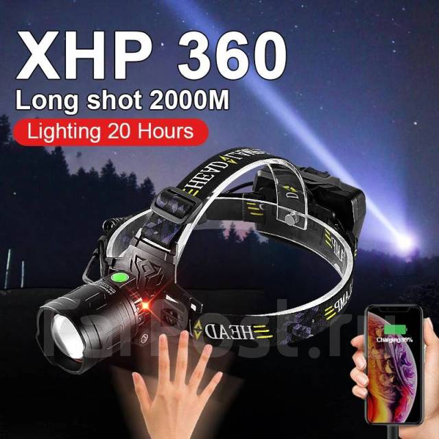 Яркий мощный налобный светодиодный аккумуляторный фонарь HeadLamp Long ...