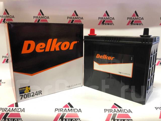 Аккумулятор Delkor 70B24R 59Ah скидка за старый -1000, кальциевый, прямая (правое), 59 А.ч. 510 ...