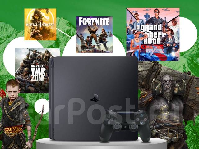 Sony PlayStation 4 Slim, Гарантия + 500 Игр, б/у, в наличии. Цена: 21 ...