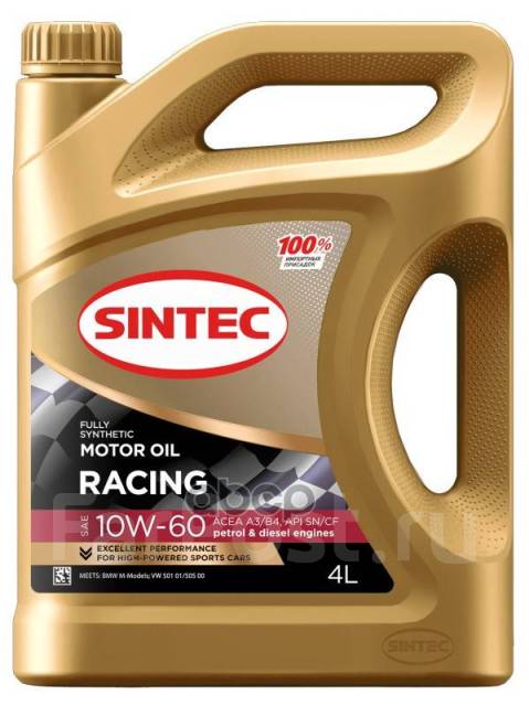 Масло Sintec 10/60 Racing A3/B4, Sn/Cf, Vw 501 01/505 00, Bmw M-Models ...