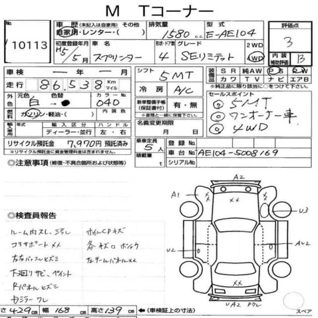 Обшивки дверей (комплект) Toyota Sprinter 1993 год AE104 4AFE купить во ...