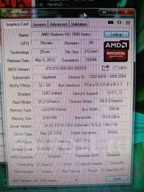 Видеокарта AMD Radeon HD 7870 на 2gb в рабочем состоянии, б/у, в ...