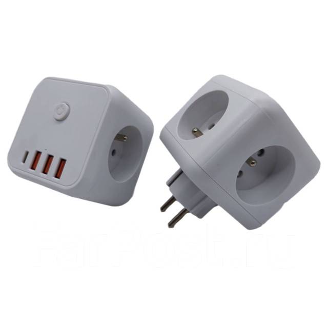 Тройник для розетки - 3 розетки, 3 USB, 1 Type-C - разветвитель, 59101 ...