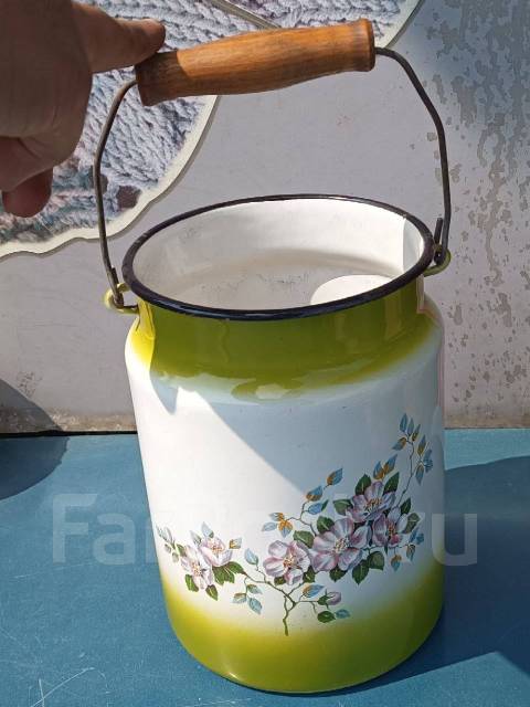 * Бидончик бидон молочный металлический эмаль клеймо посуда СССР винта ...