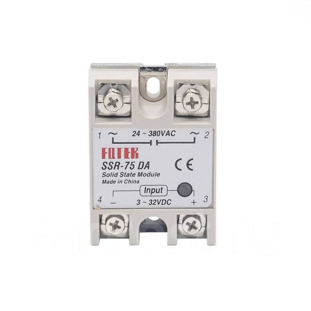 Твердотельное реле Fotek SSR-75DA 75А 3-32В DC, контроль 24-380В AC, новый, в наличии. Цена: 640 ...