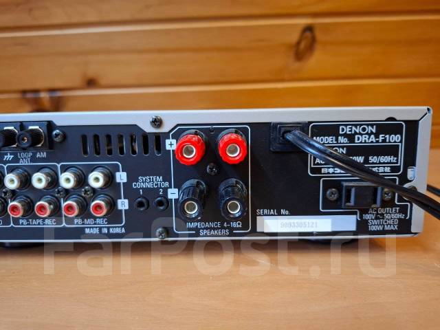 Ресивер Denon DRA-F100. 100 вольт диапазон 76-108 mHz, б/у, в наличии. Цена: 11 000₽ во Владивостоке