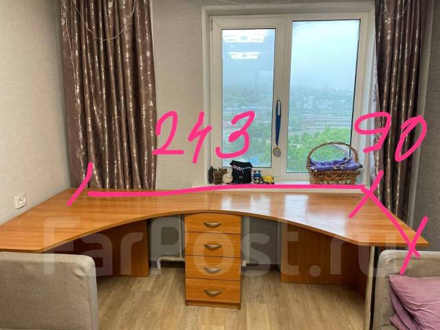 Стол письменный ящик тумба 90 0 см 243 0 см б у в наличии Цена 3 000₽ во Владивостоке