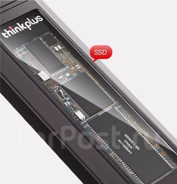 Внешний SSD Lenovo Thinkplus 512Гб. Два разъема USB 3.2 + USB-Type C ...