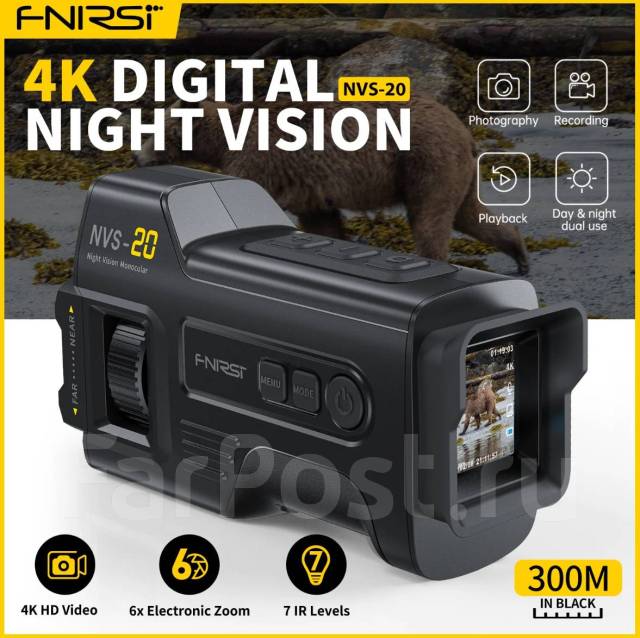 Цифровой монокуляр Fnirsi NVS-20 / Ночное видение / Zoom 6x / Black ...