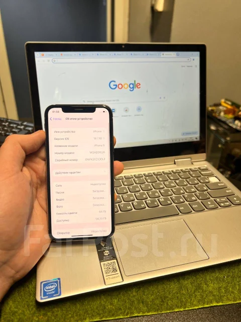Apple iPhone X 100%, 64 гб, 5.80", моноблок, белый, 3G, 4G LTE, Dual ...