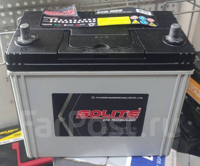 Аккумулятор Solite EFB N55 50А/ч 440А Start stop. (65B24L, 55B24L), обратная (левое), 50 А.ч ...