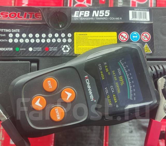 Аккумулятор Solite EFB N55 50А/ч 440А Start stop. (65B24L, 55B24L), обратная (левое), 50 А.ч ...