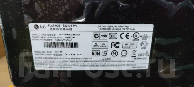 Продам монитор LG Flatron E2240, LG, ЖК (LCD, LED, QLED), 21.5", TN, 1920x1080 (Full HD), б/у, в ...