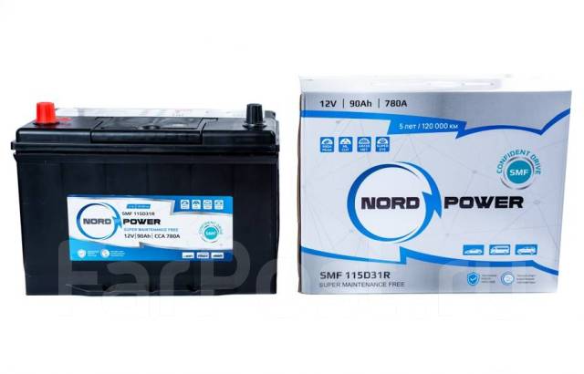 Аккумулятор NORD Power SMF 115D31R 90A/h (пусковой ток 780А), прямая ...