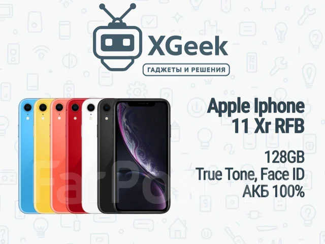Apple iPhone 11 Xr 128gb RFB, True Tone, Face ID, АКБ 100%, без ошибок ...