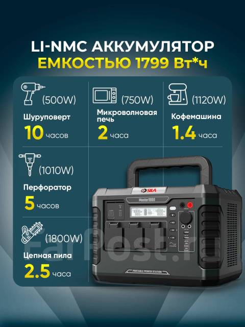Портативная зарядная туристическая электростанция SILA Master 1800Вт ...