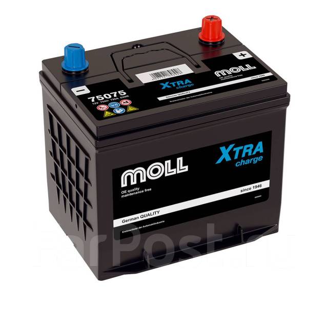 Аккумулятор MOLL XTRA Charge 75 обр (D26 ), кальциевый, обратная (левое), 75 А.ч. 720 А. новый ...