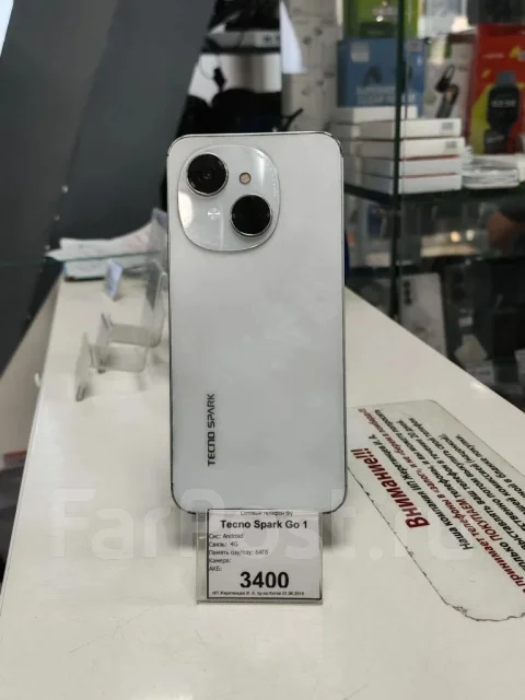 Tecno spark go 1, 64 гб, 6.67", моноблок, серебристый, 4G LTE, б/у, в ...